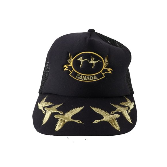 Vintage | Accessories | Vtg 8s Canada Geese Print Gold Trucker Hat ...